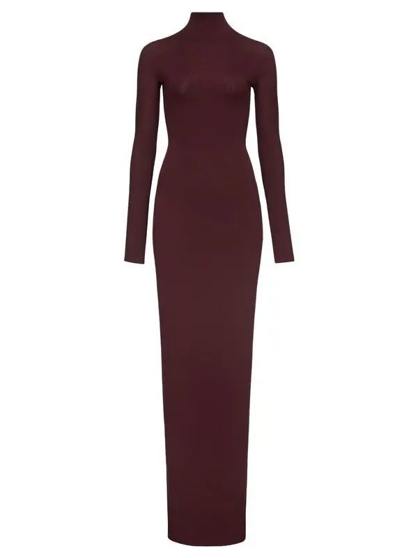 Alaïa Ruched Back Georgette Maxi Dress - Purple