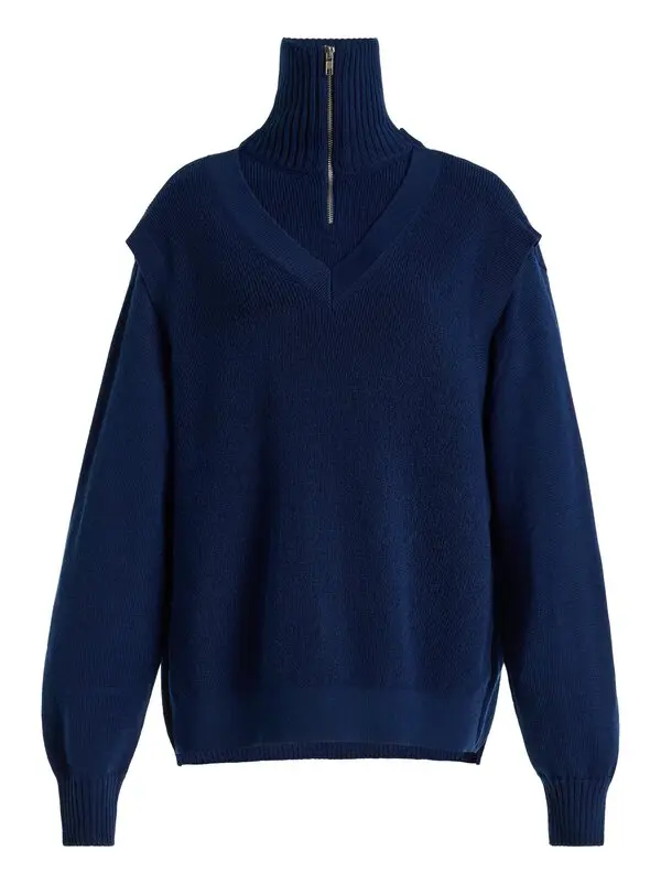 Marie Adam-Leenaerdt 4-in-one Wool-blend Sweater - Navy