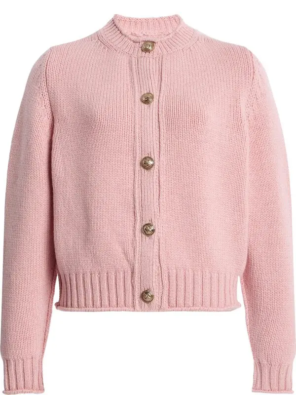 BARRIE Cashmere Crewneck Cardigan - Pink