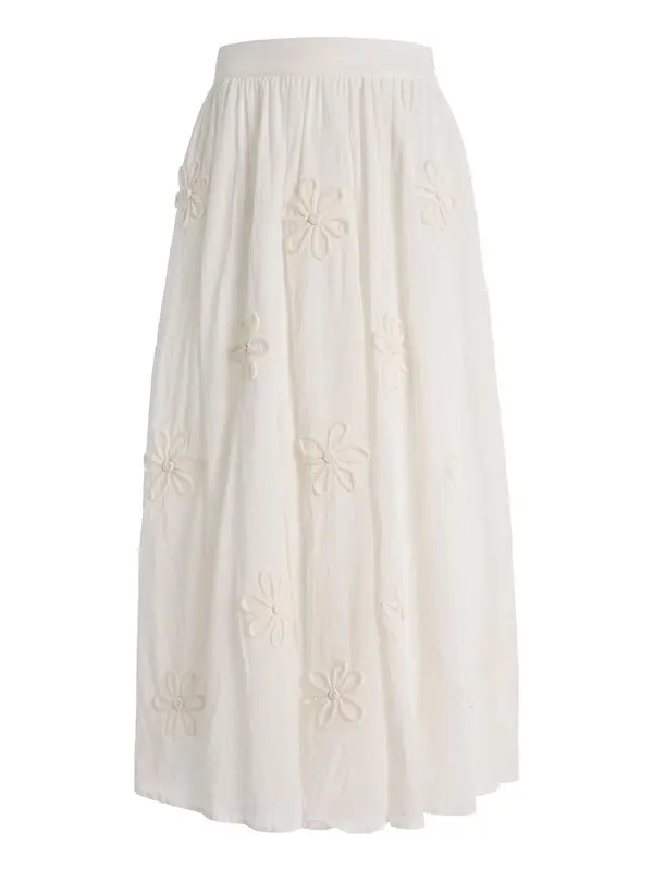 ALL THAT REMAINS Fleur Floral-appliquéd Maxi Skirt - White