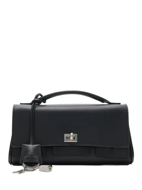 Balenciaga Bel Air Small Leather Clutch On Strap - Black