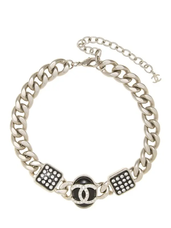 Chanel Crystal Cc Chain Choker - Black