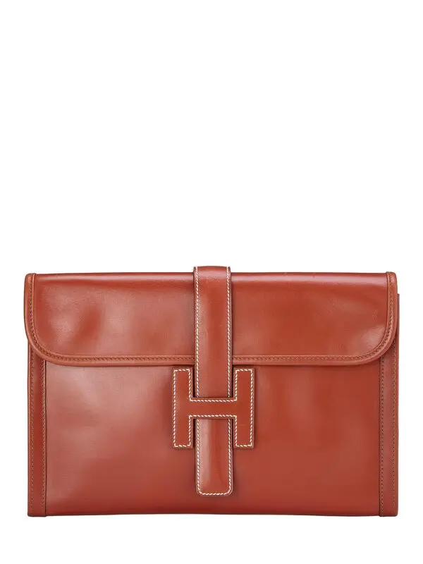 Hermès Box Calf Jige Clutch - Brique