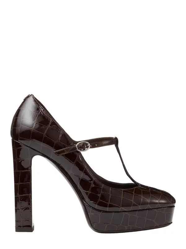 JIMMY CHOO Marene 120 Croc-embossed Leather Mary Jane Pumps - Sambuco