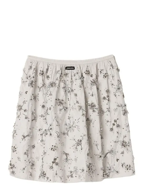 Miu Miu Embroidered Duchesse Skirt - White