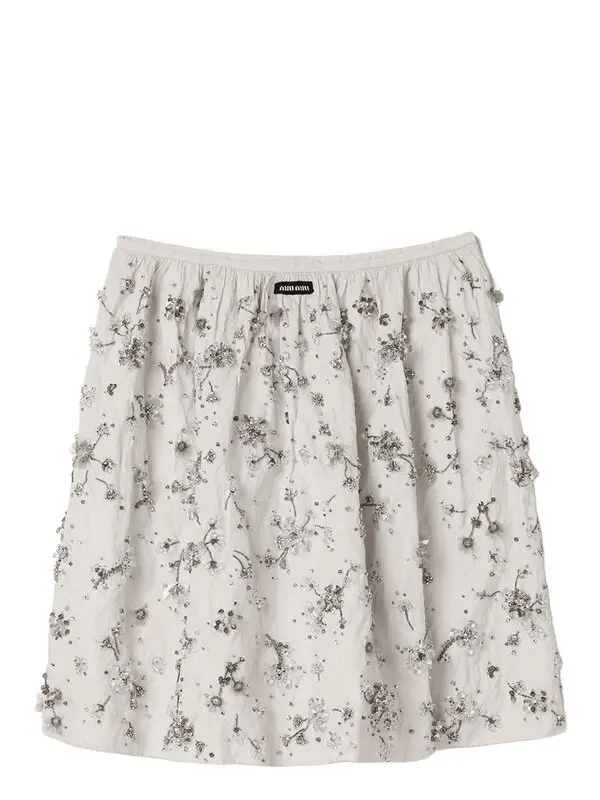 Miu Miu Embroidered Duchesse Skirt - White
