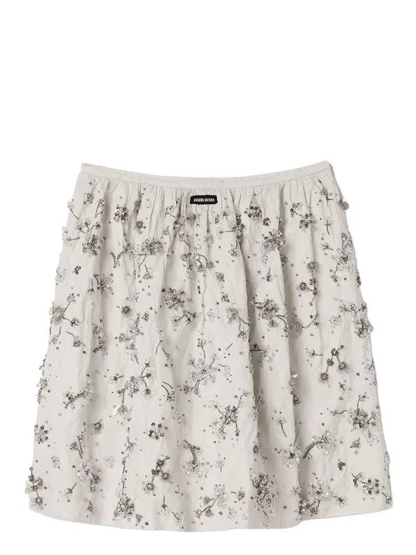 Miu Miu Embroidered Duchesse Skirt - White