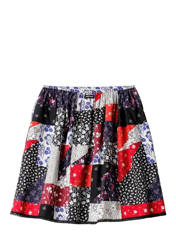 Miu Miu Patchwork Poplin Flared Skirt - Multicolored