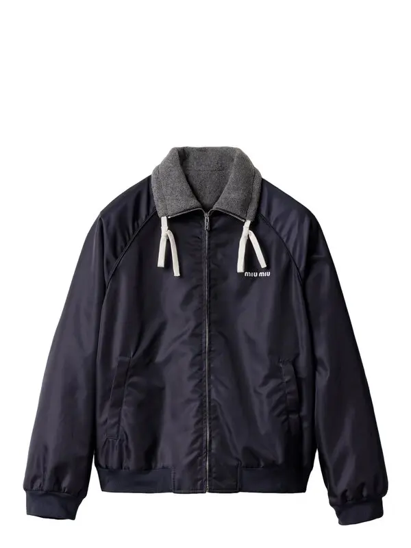 Miu Miu Technical Gazar And Fleece Bomber Jacket - Navy
