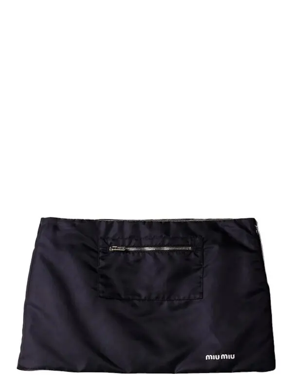 Miu Miu Technical Gazar And Fleece Skirt - Navy