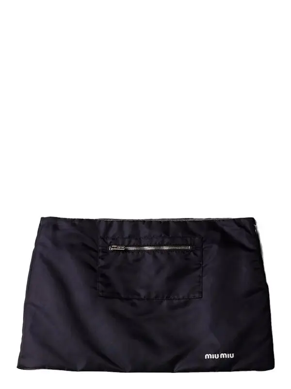 Miu Miu Technical Gazar And Fleece Skirt - Navy