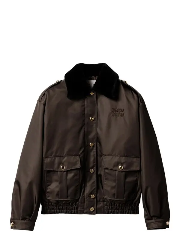 Miu Miu Technical Gazar Blouson Jacket - Coffee