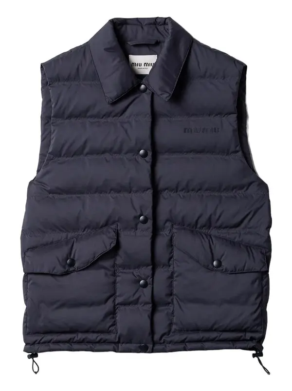 Miu Miu Technical Pongé Down Vest - Navy