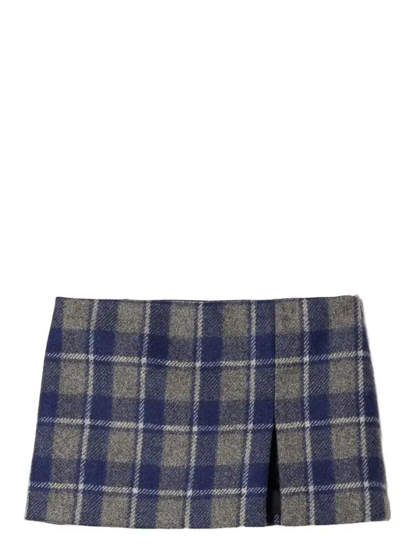Miu Miu Checked Miniskirt - Slate/lightblue