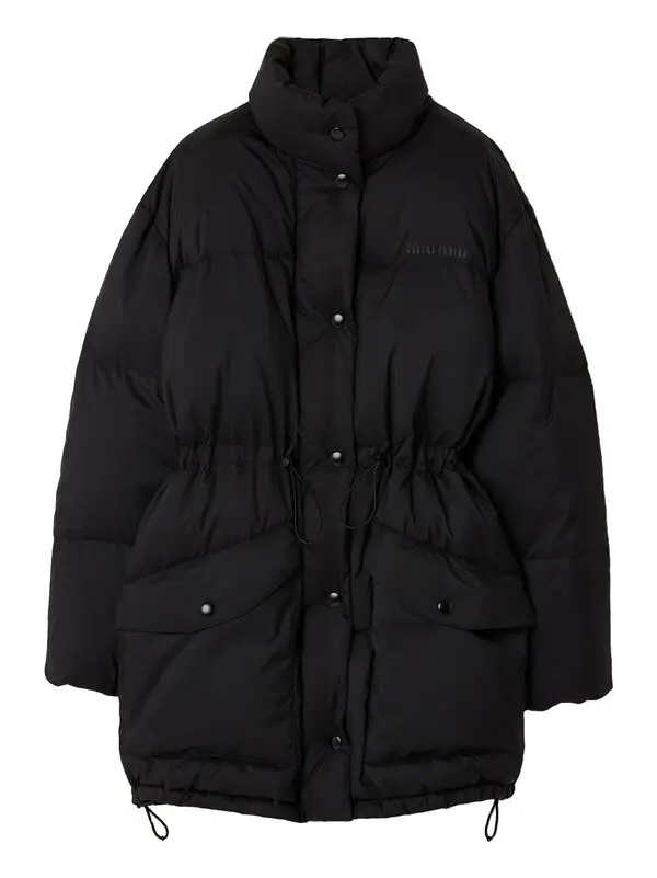 Miu Miu Technical Pongé Down Long Jacket - Black