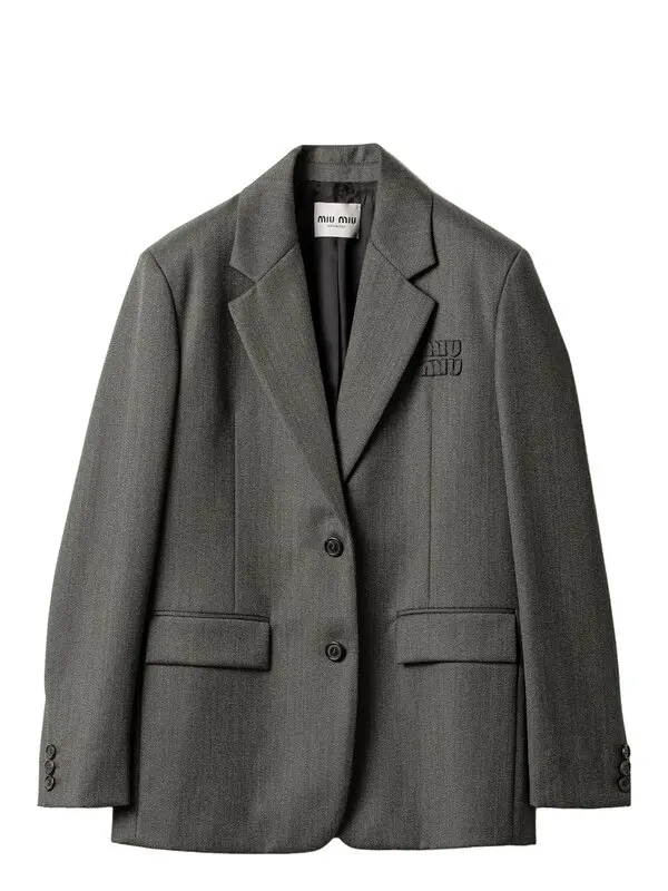 Miu Miu Single-breasted Jacket - Slate Gray