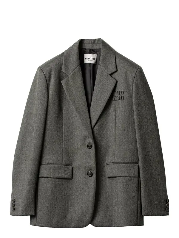 Miu Miu Single-breasted Jacket - Slate Gray