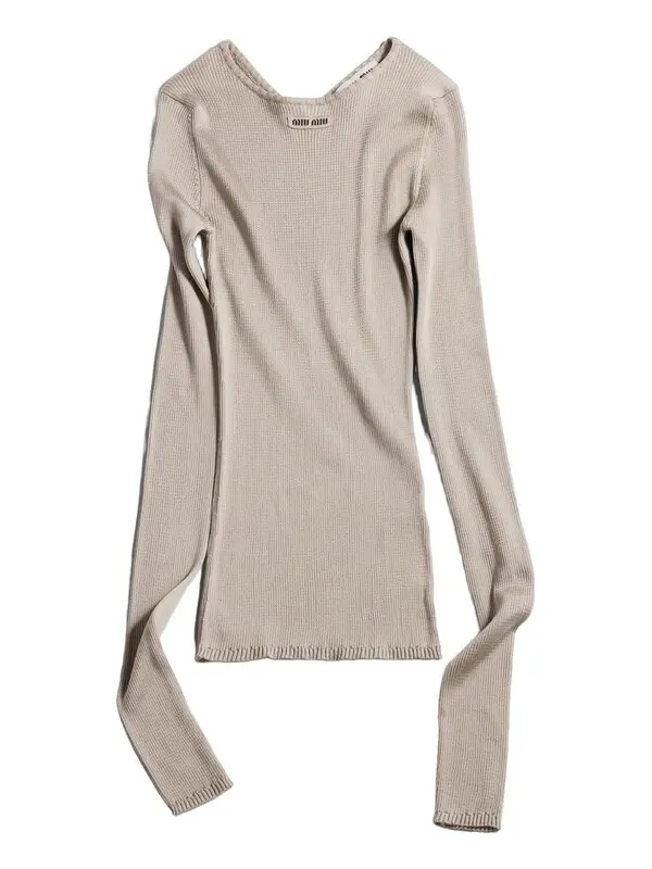 Miu Miu Silk Crew-neck Sweater - Grey