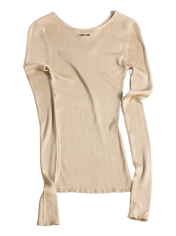 Miu Miu Silk Crew-neck Sweater - Sand Beige