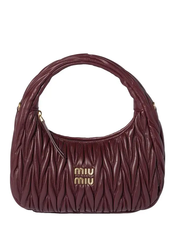 Miu Miu Wander Matelassé Nappa Leather Hobo Bag - Burgundy