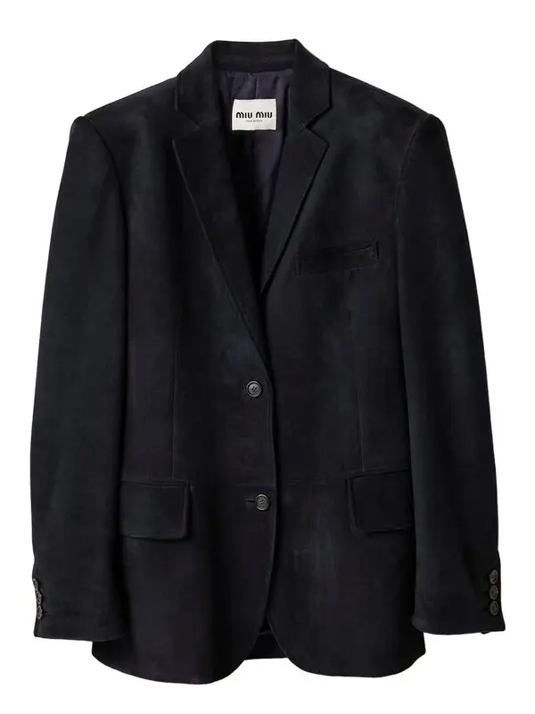 Miu Miu Leather Jacket - Navy