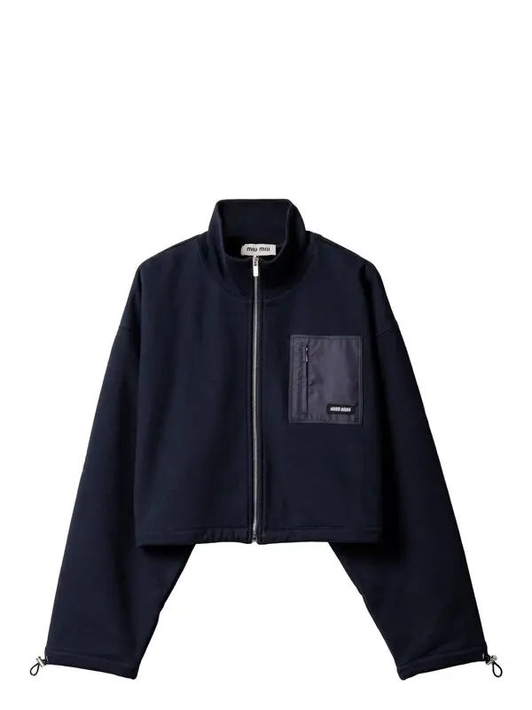 Miu Miu Zippered Fleece Jacket - Navy