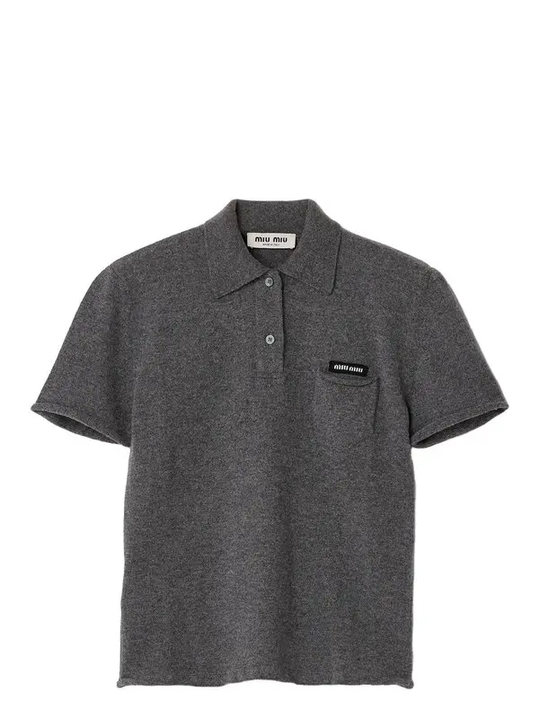 Miu Miu Cashmere Polo Shirt - Slate Gray