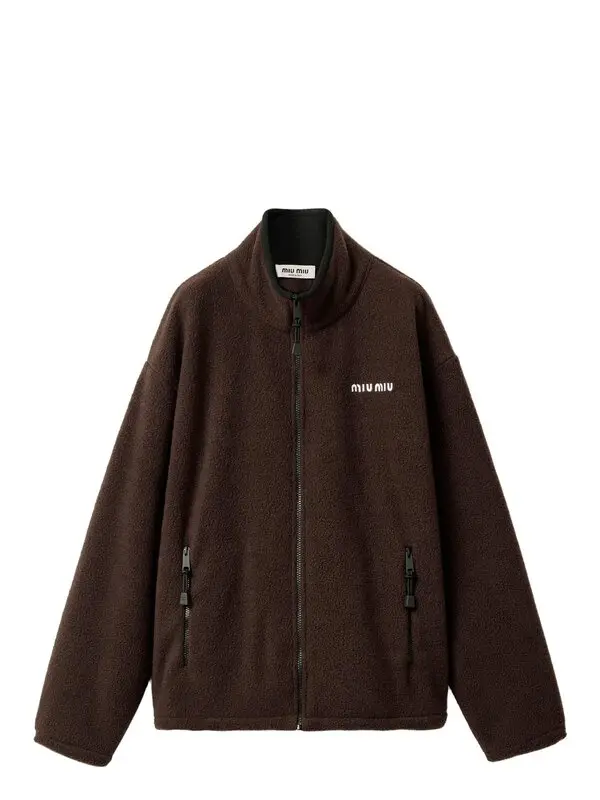 Miu Miu Fleece Zip-up Jacket - Ebony