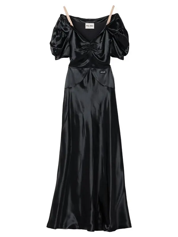 Miu Miu Long Satin Dress - Black