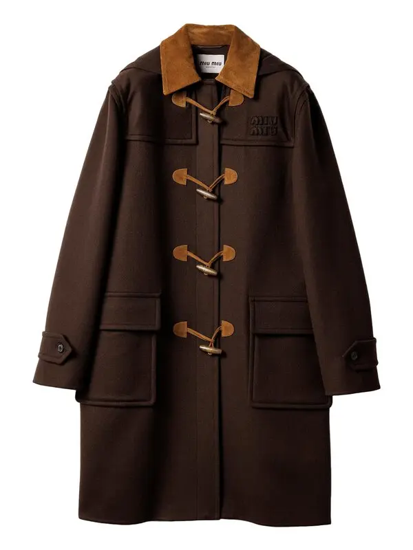 Miu Miu Double Cashmere And Wool Duffle Coat - Cocoa Brown