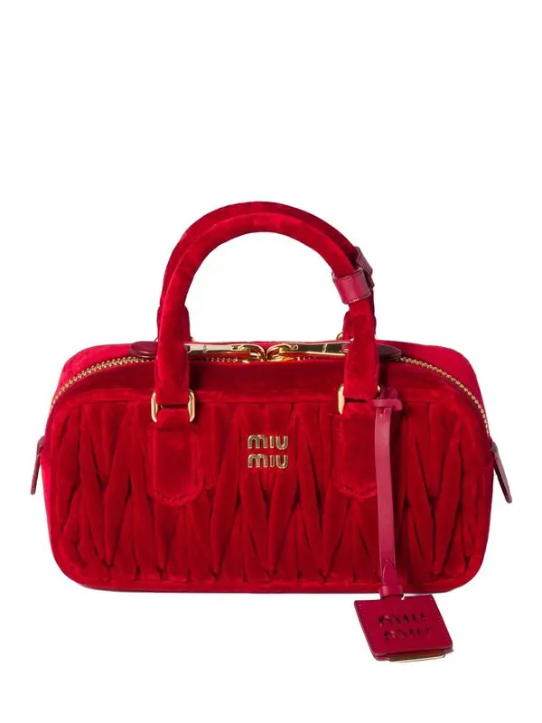 Miu Miu Arcadie Matelassé Velvet Bag - Red