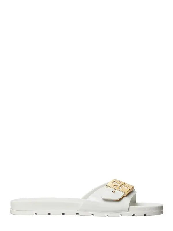 Tory Burch Glossy Buckle Slide Sandals - White / Wh