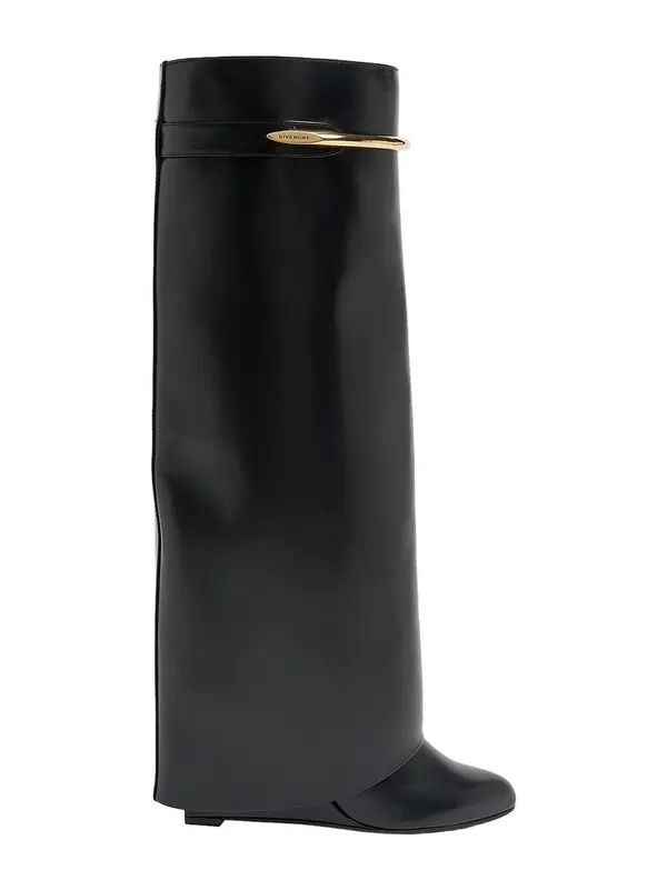 Givenchy Leather Knee-high Wedge Boots - 001 Black