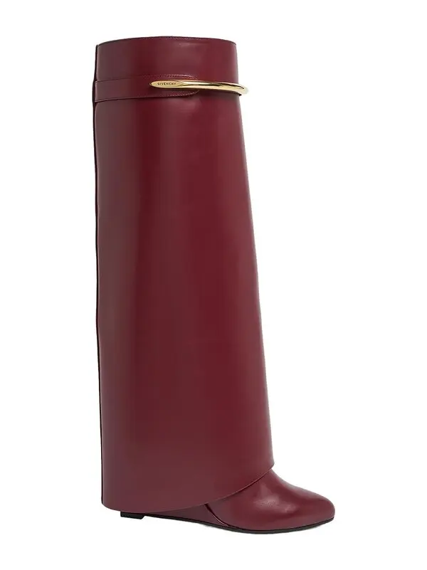 Givenchy Leather Knee-high Wedge Boots - 604 Burgun