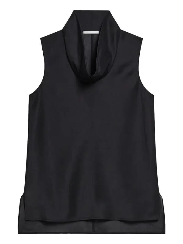 Helmut Lang Organza Cowl-neck Top - Black