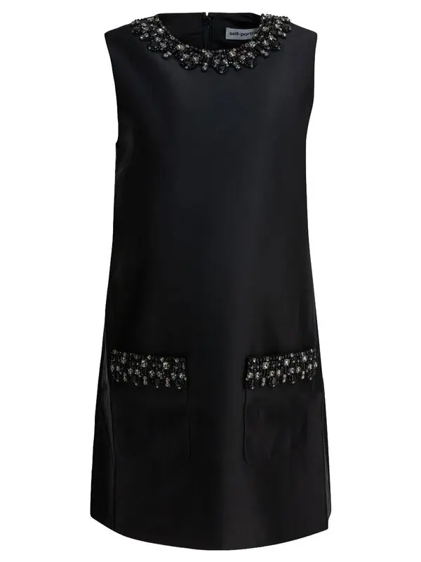 SELF-PORTRAIT Embellished Sheath Mini Dress - Black