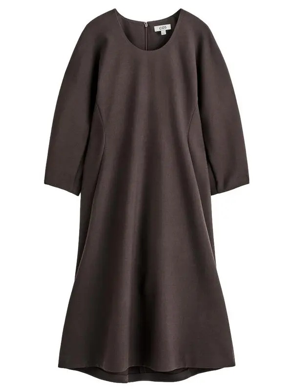 Cos Sculpted Long-sleeved Midi Dress - Brown
