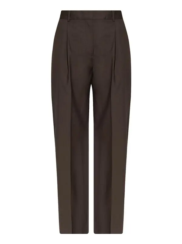 TOTEME Wool Pleated Trousers - Brown