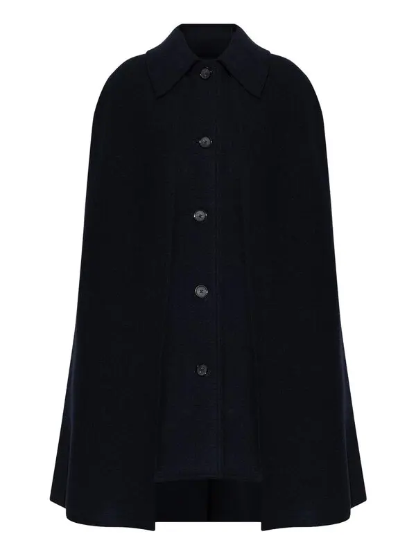 TOTEME Wool Cape Coat - Navy Blue