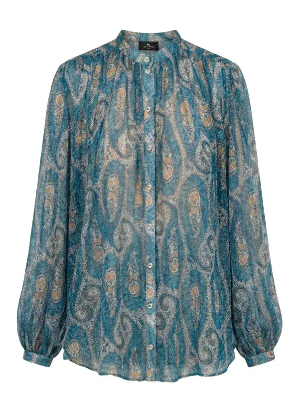 Etro Paisley Print Silk Shirt - Blue