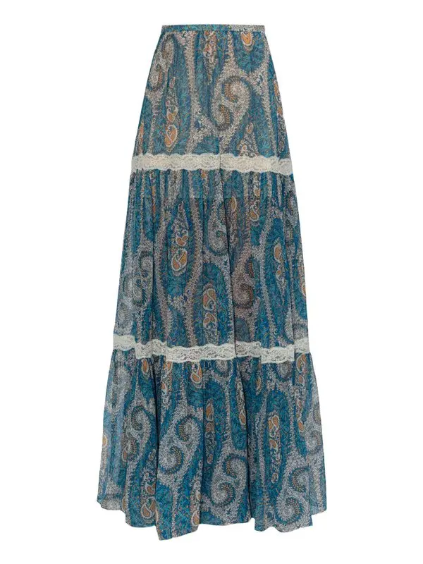 Etro Silk Maxi Skirt - Blue