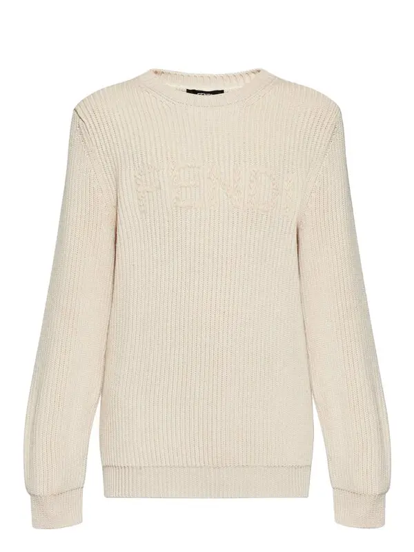 Fendi Wool Sweater With Logo - Cream