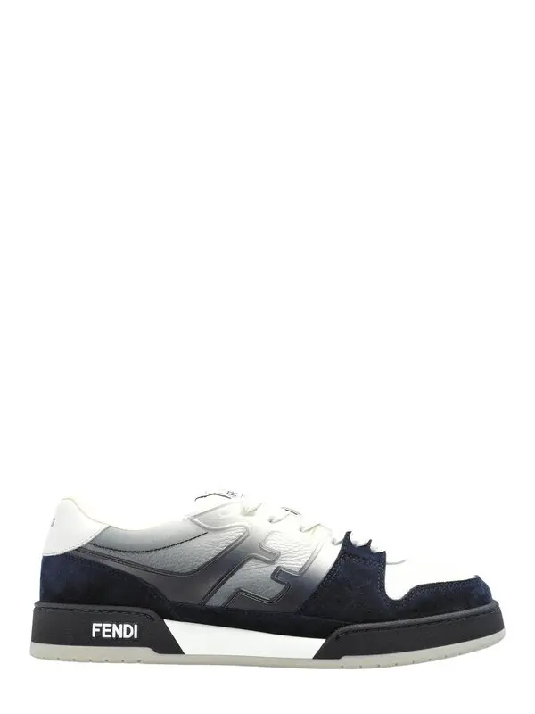 Fendi Match Leather Sneakers - Navy Blue