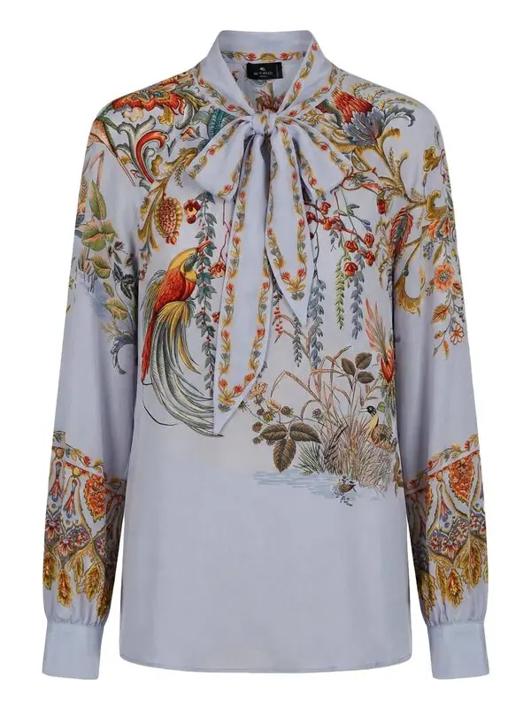 Etro Printed Silk Top - Light Blue