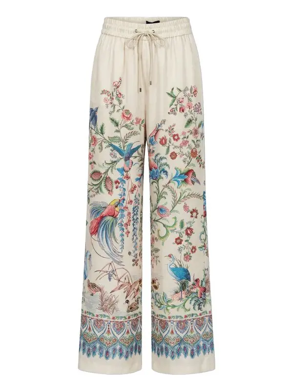 Etro Printed Satin Trousers - Cream