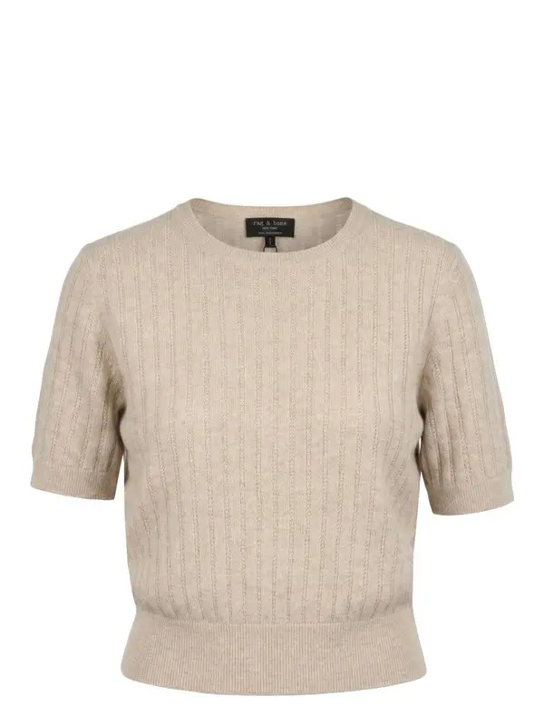 Rag & Bone Cashmere Ribbed Top - Beige