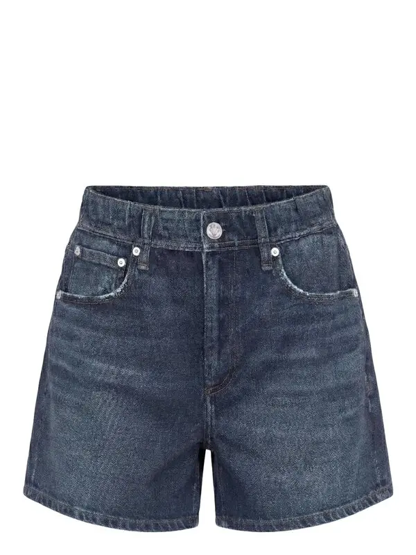 Rag & Bone Denim Print Cotton Shorts - Navy Blue