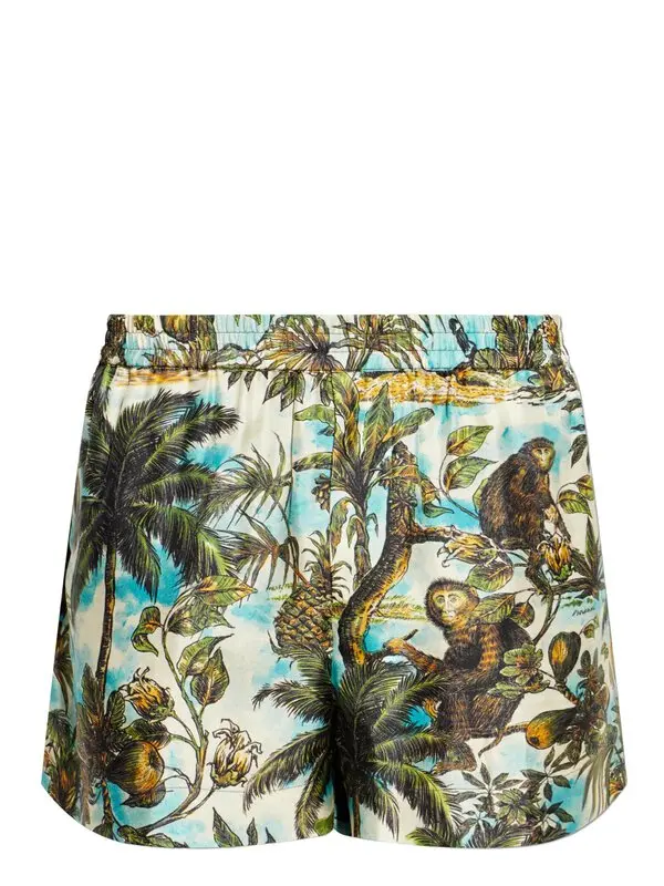 Dsquared2 Silk Tropical Print Shorts - Green
