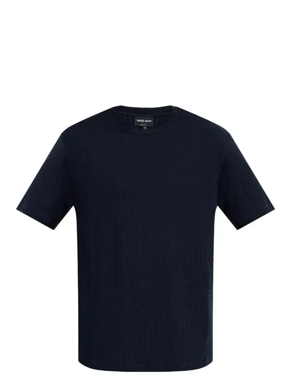 Giorgio Armani T-shirt With A Raised Pattern - Navy Blue