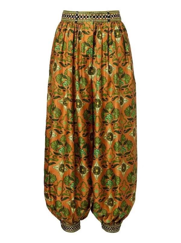 ALEMAIS Cece Floral Silk Tapered Pants - Multicoloured